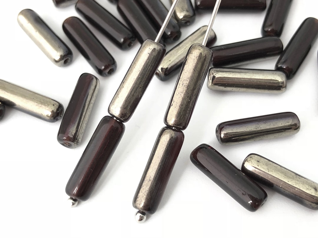 20 Long Tube Beads Vintage Czech Beads Stick Beads Spacer Beads ...