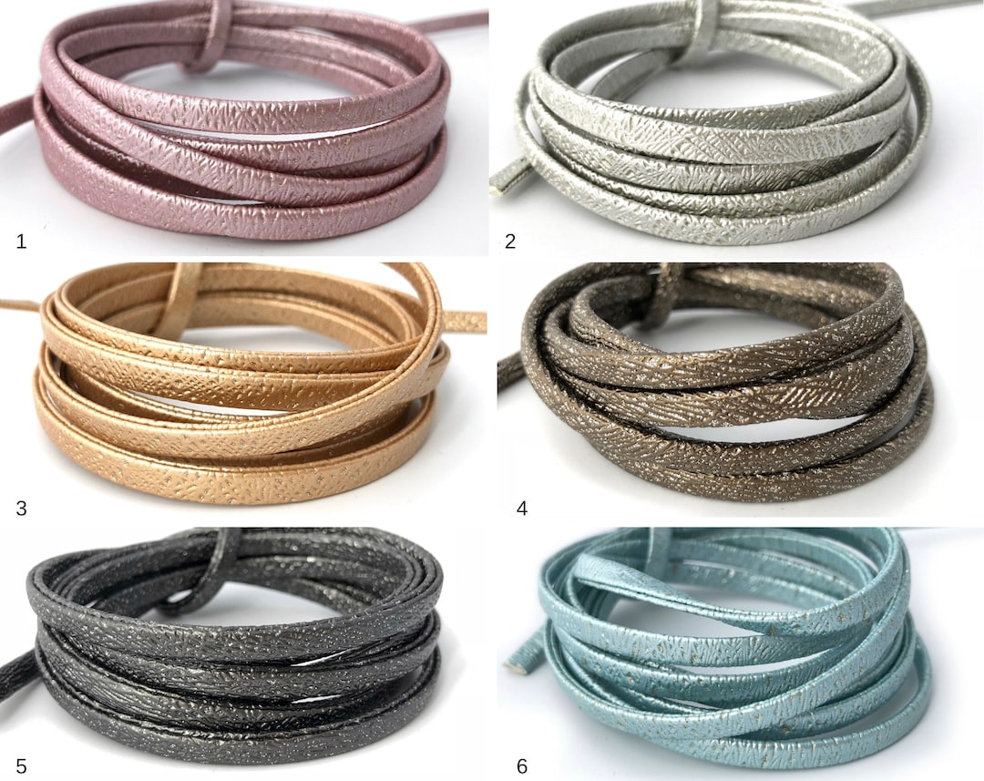 6mm Metallic Cord, PU Cord, Flat Cord, Faux Leather Cord, Necklace Cord ...