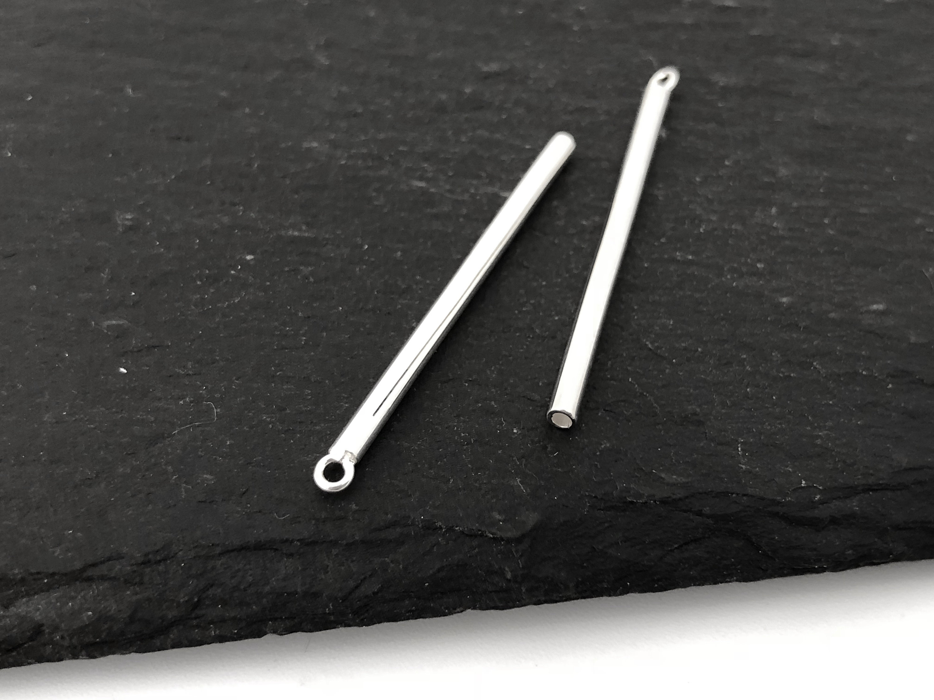 2 Pcs 925 Sterling Silver Bar Charm Long Stick Bar With Loop | Etsy