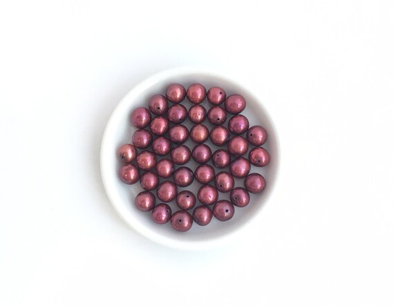 25 Red Freshwater Pearl Natural Pearl Loose Pearl Round - Etsy