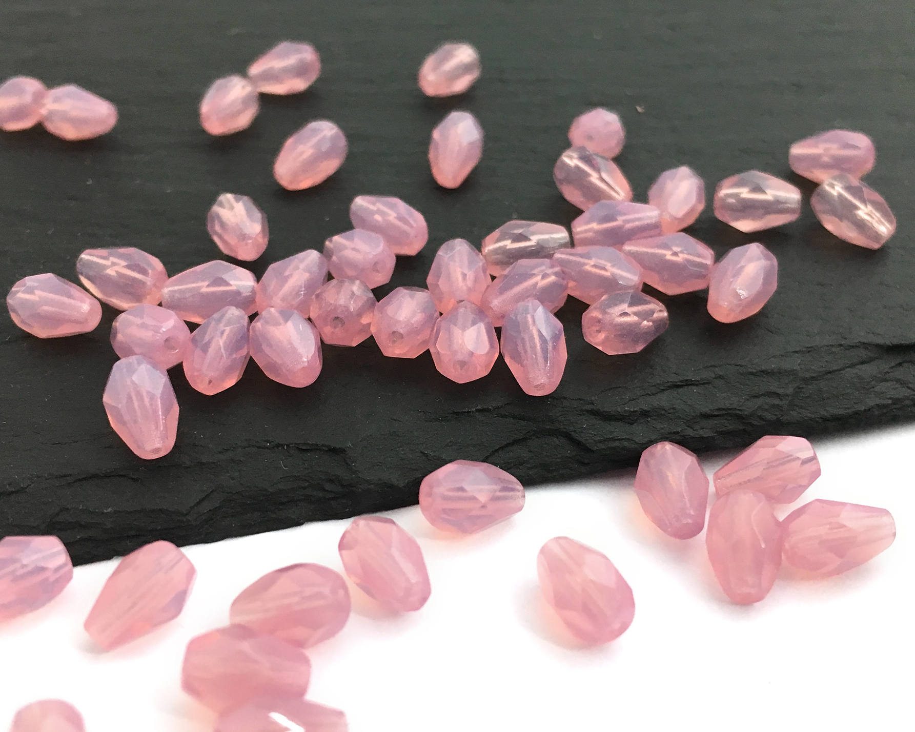20 Opal Pink Teardrop 5x7 Glass Teardrop Bead Faceted - Etsy