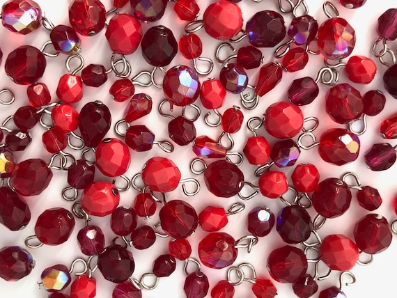 Bulk Lot 100 Dangle Bead Charm Red Bead Mix Bead Soup Czech | Etsy