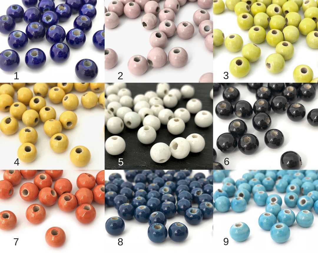 20pc 8mm Smooth Round Ceramic Bead, Clay Bead, Porcelain Bead, Boho ...