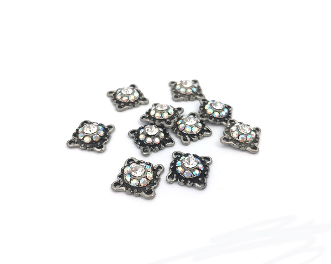 4 Rhinestone Connector Square Connector Necklace Connector - Etsy