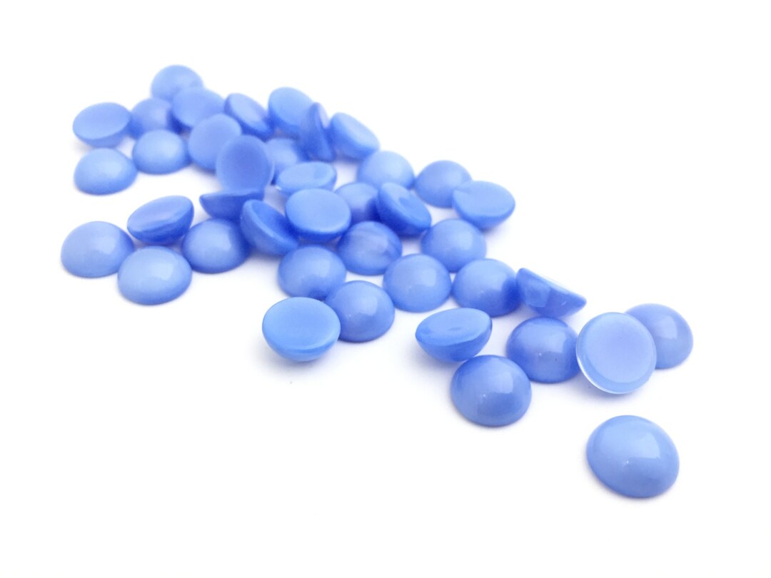 12 Blue Cabochons, 10mm Round Cabochon, Flat Back Cabochon, Vintage ...