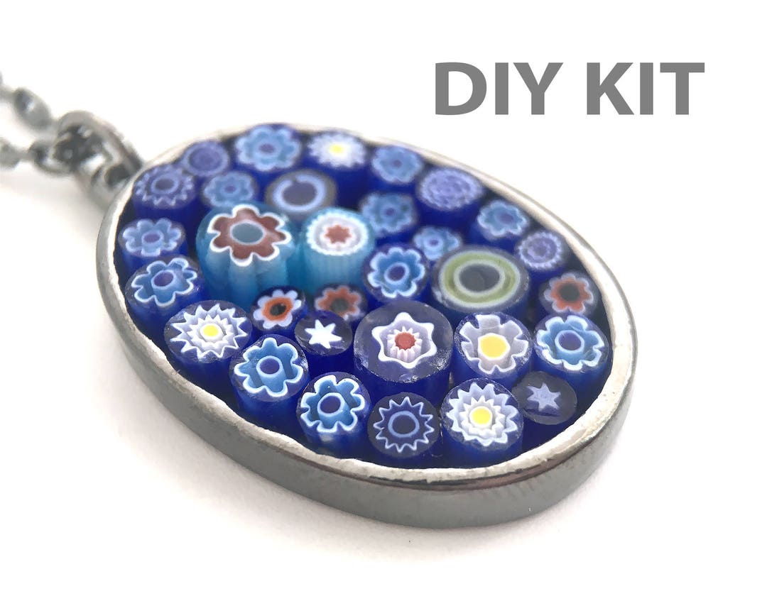 DIY Necklace Kit, Handmade Murrini Necklace, Millifiori Necklace ...