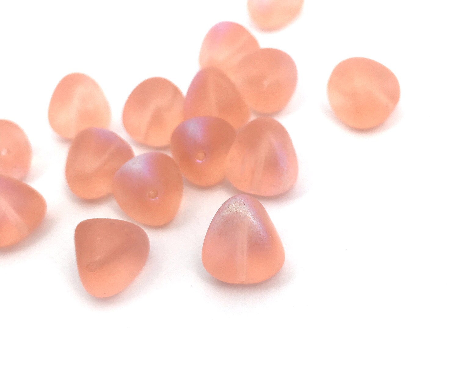 15 Matte Pink Beads 11mm Triangle Beads Czech Glass Beads | Etsy