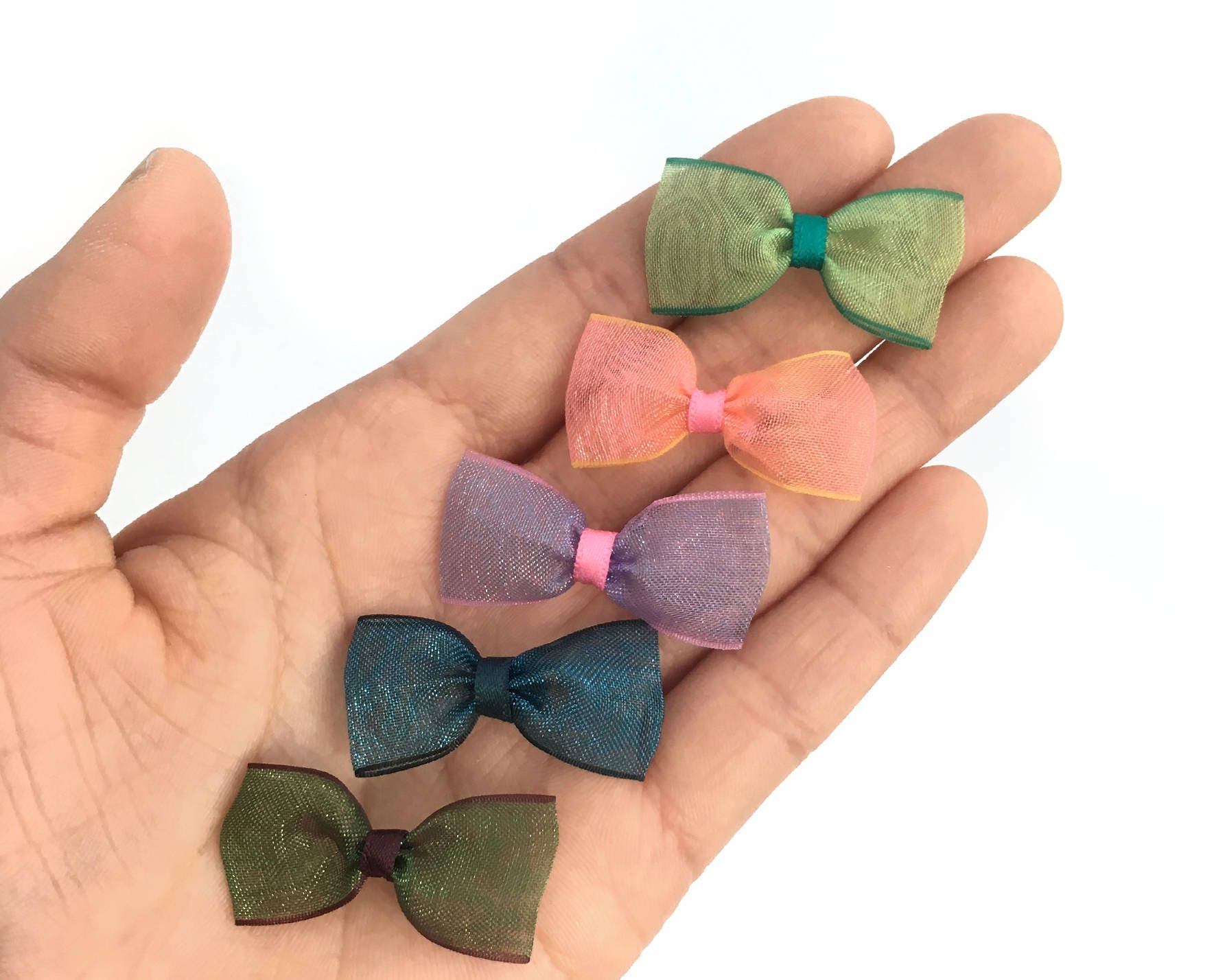 Mini Bow Organza Ribbon Bow Tiny Hair Bow Bow - Etsy