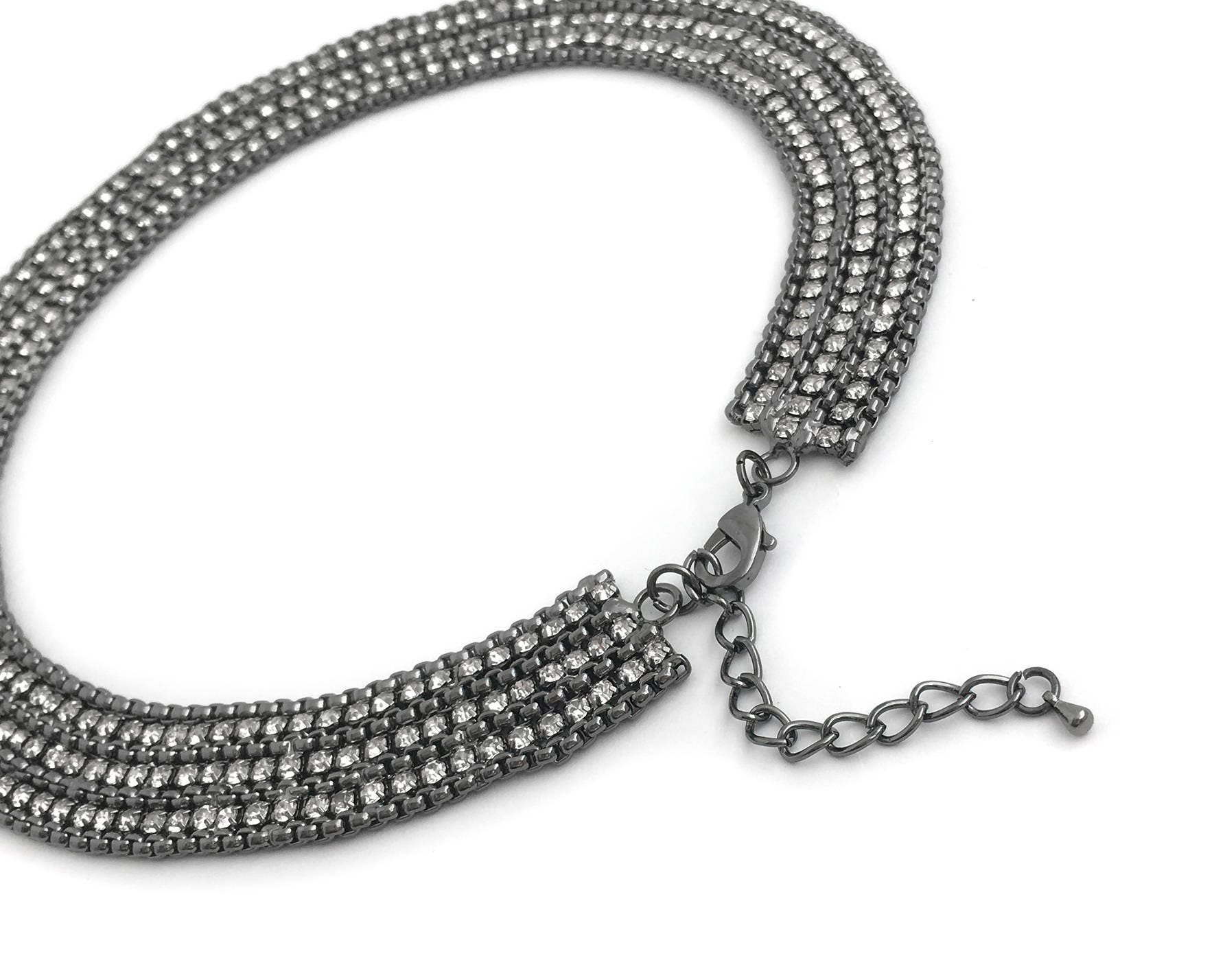 Rhinestone Collar Necklace Bold Necklace Chunky Necklace - Etsy