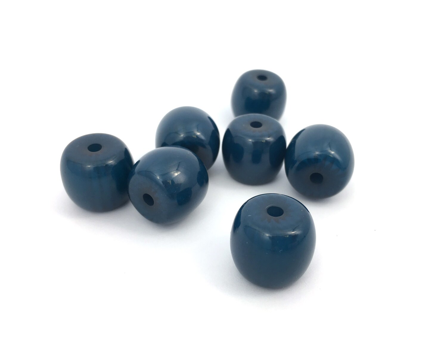 8 Dark Blue Barrel Bead Large Hole Resin Bead Lucite Bead | Etsy