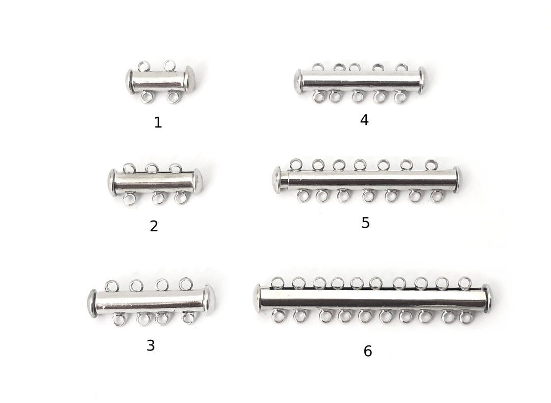 2/3/4/5/7/10 Hole Clasp, Slide Lock Clasp, Multistrand Clasp, Silver ...