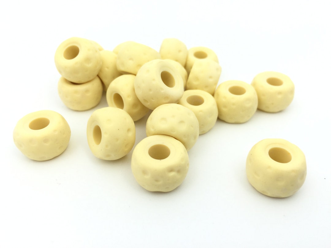 10 Yellow Pony Bead, Big Hole Bead, Vintage Lucite, Resin Bead ...