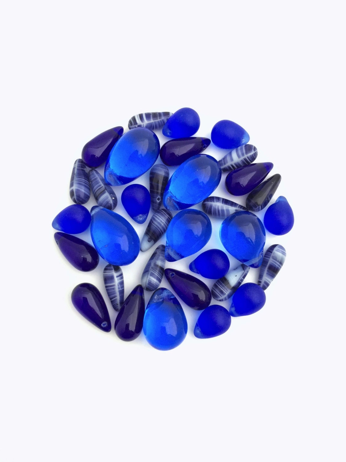 65g Blue Teardrop Bead Mix Czech Glass Teardrop Bead Blue - Etsy