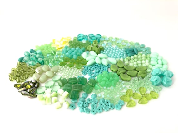 Bulk Lot Vintage Bead Mix Czech Bead Soup Green Glass Beads | Etsy