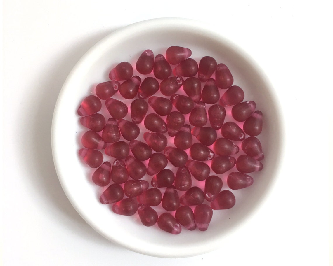 Bulk 100 Cranberry Red Teardrop Beads Vintage Czech Glass - Etsy