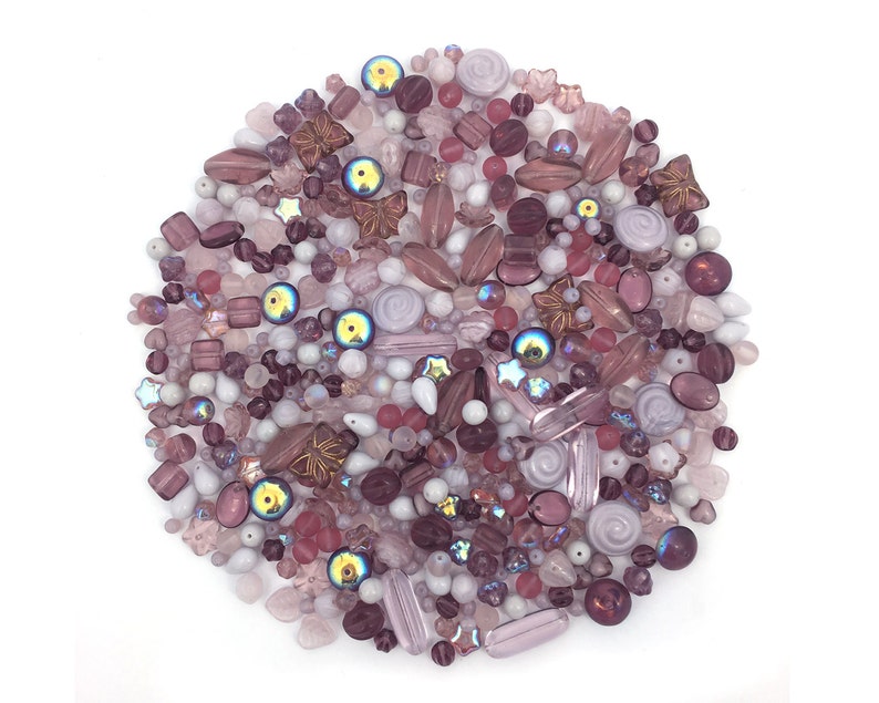 170g Czech Bead Mix Purple Glass Bead Bead Soup Assorted Etsy