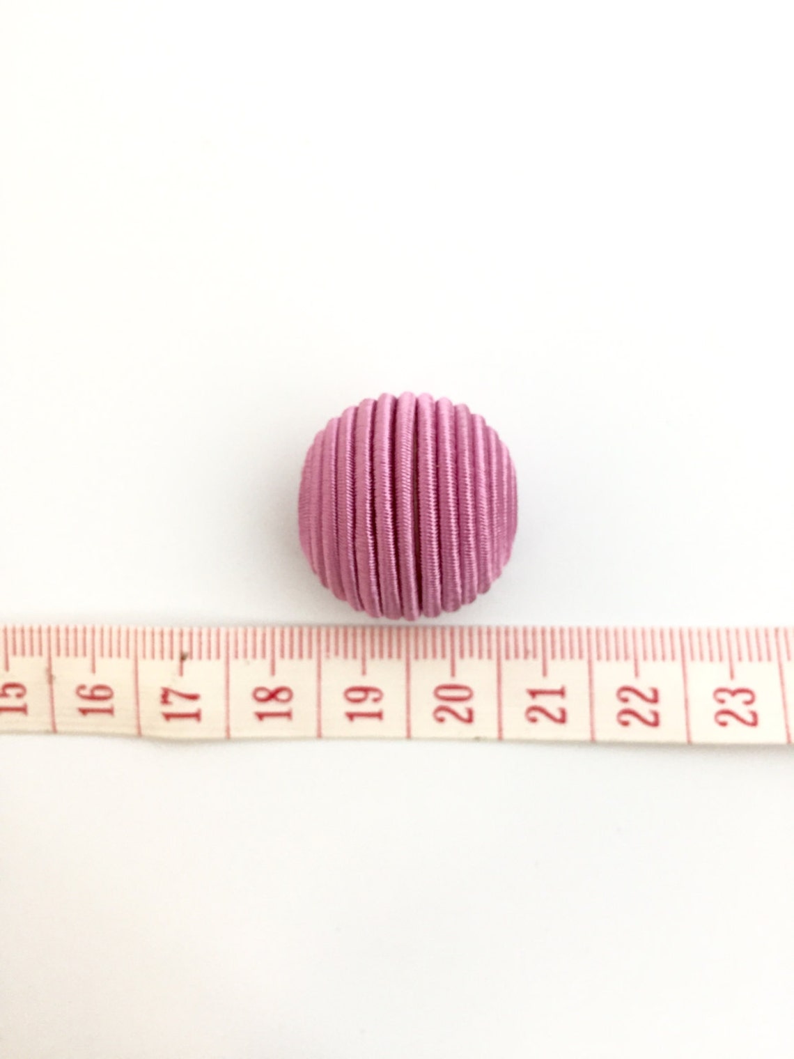 5pc 22mm Wrapped Bead, Large Hole Bead, Fabric Covered Bead, Big Round ...