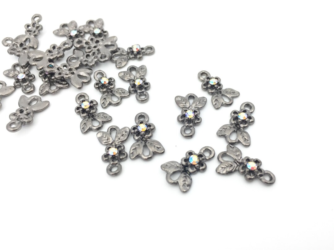 10 Gunmetal Rhinestone Connector, Necklace Connector, Bracelet ...