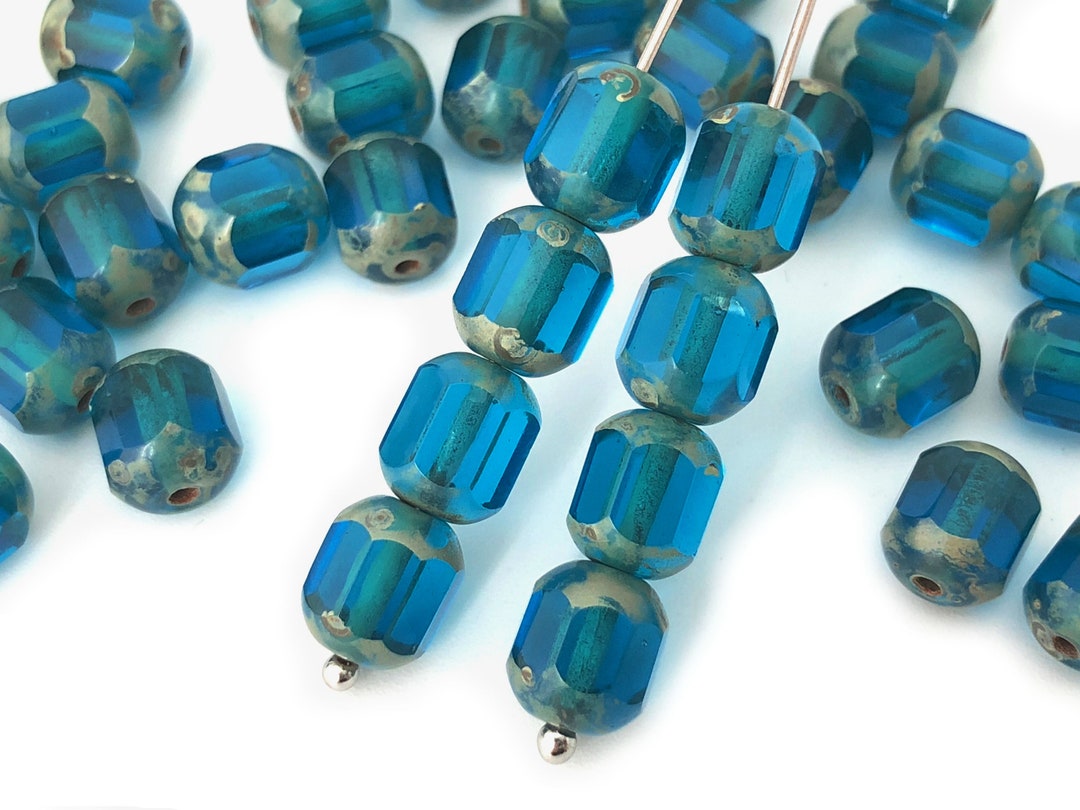 8mm Cathedral Beads, Picasso Blue Beads, Czech Fire Polished Beads ...