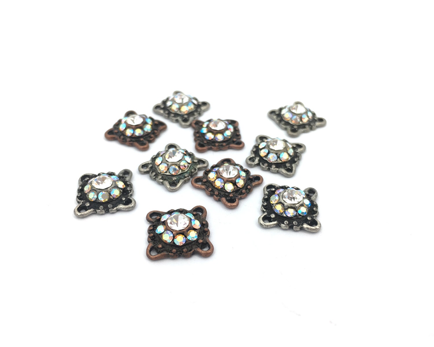 4 Rhinestone Connector Square Connector Necklace Connector | Etsy