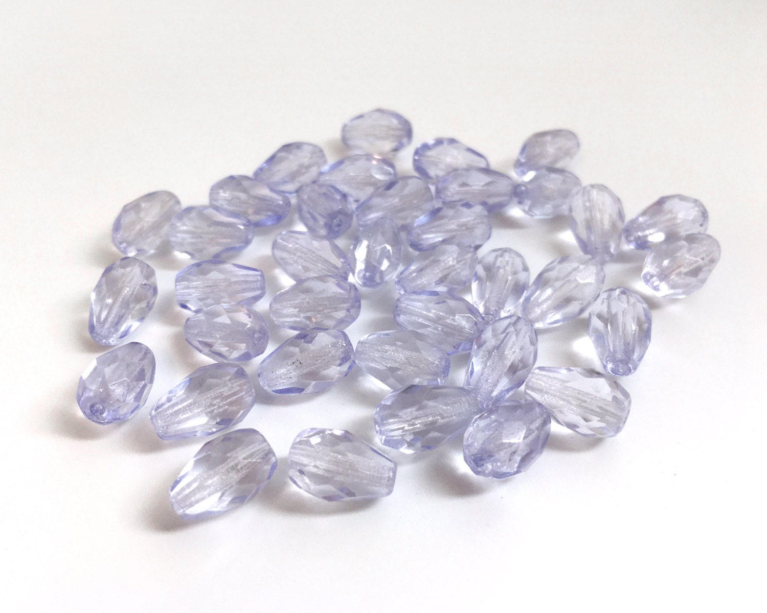 15 Faceted Teardrop Glass Teardrop Bead Purple Teardrop - Etsy