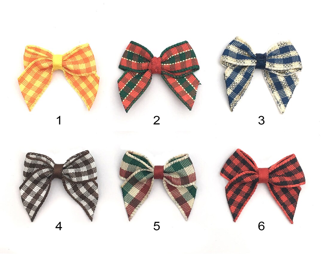 Tiny Checker Bow, Plaid Bow, Mini Butterfly Bow, Ribbon Bow, Hair Bow ...