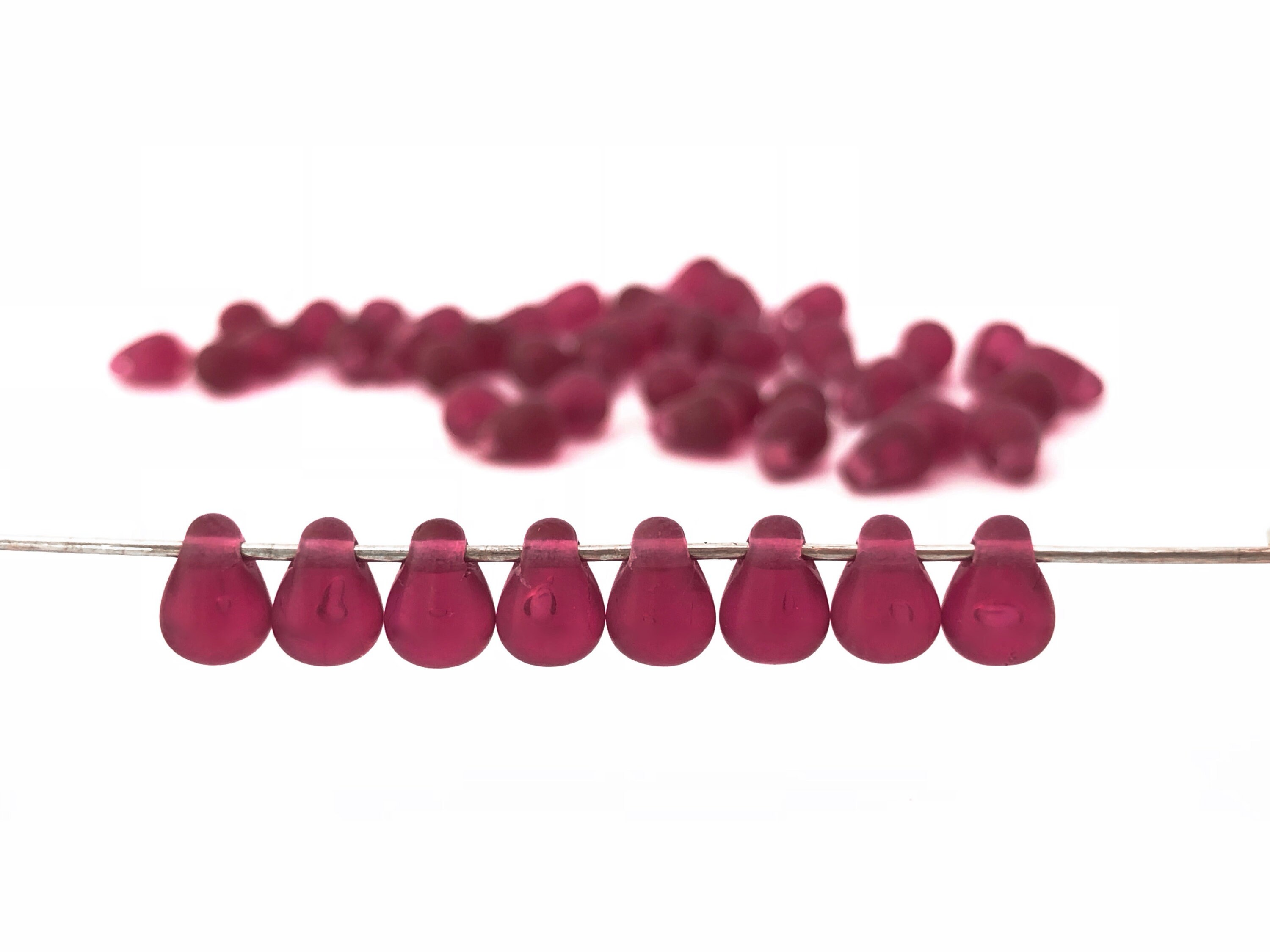 Bulk 100 Cranberry Red Teardrop Beads 4x6 Vintage Czech Glass | Etsy