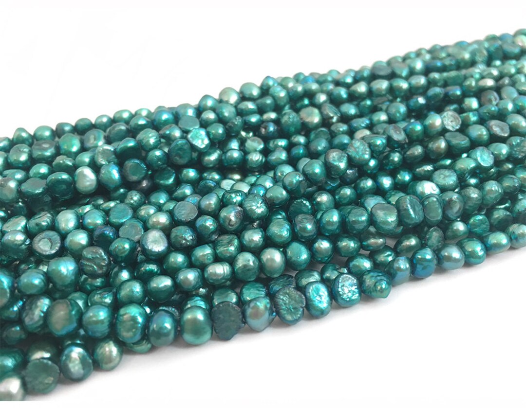Baroque Freshwater Pearl Teal Green, Pearl Strand, Potato Bead, Bridal ...