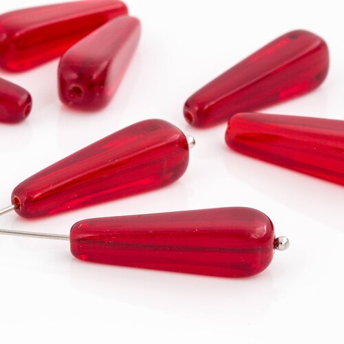 30 Ruby Red Czech Glass Teardrop Bead 6x9 Glass Drop Bead - Etsy