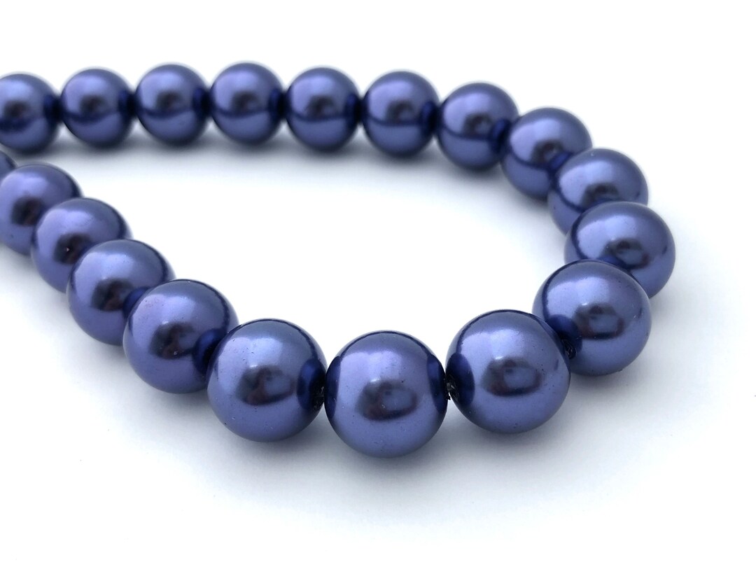 14mm Glass Pearls Royal Blue, Fake Pearls, Large Pearl Beads, Round ...