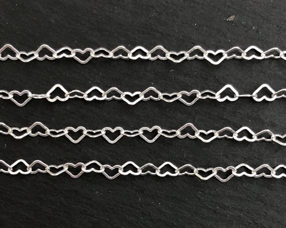 925 Silver Chain Silver Heart Chain Sterling Silver | Etsy
