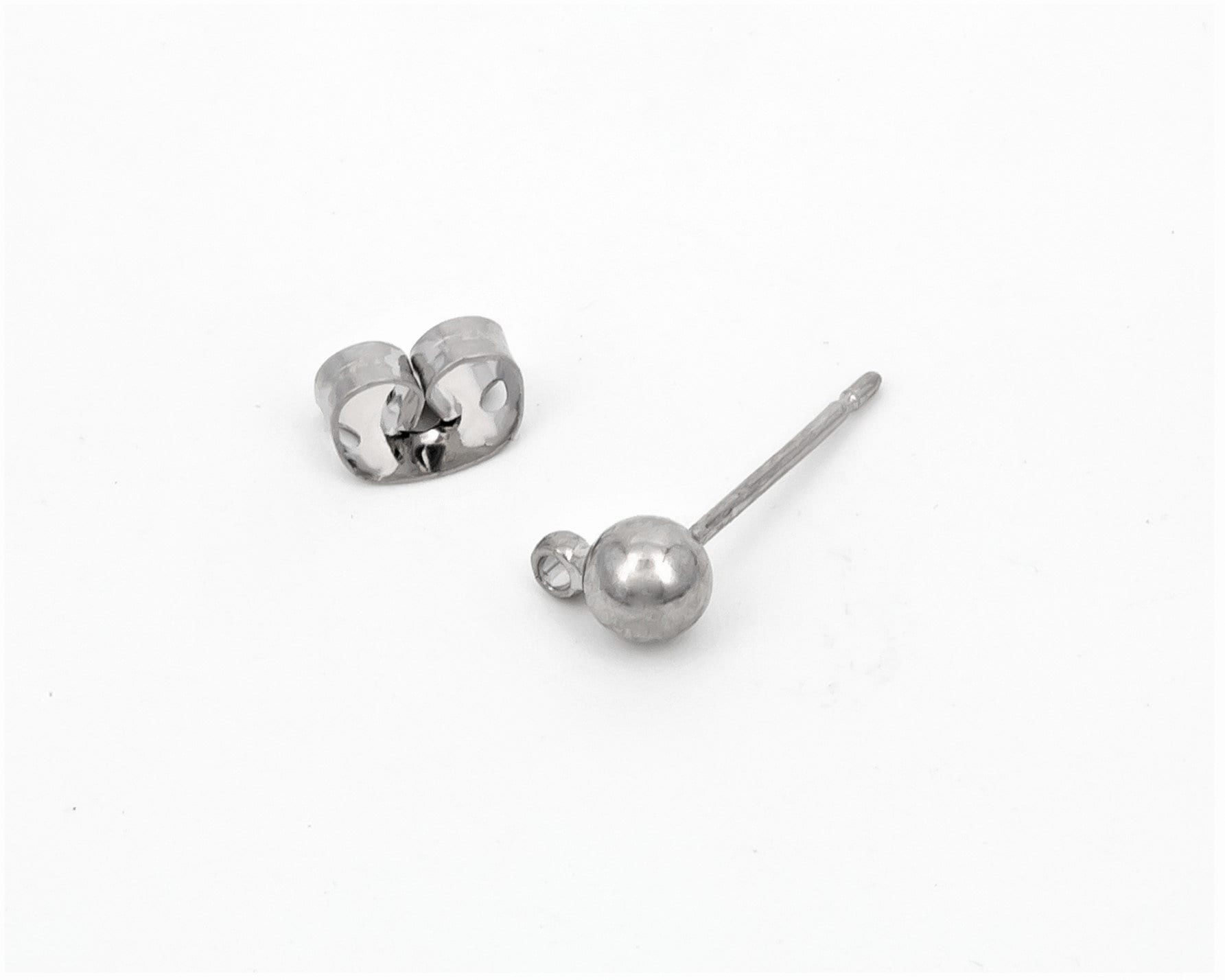 Ball Post Earring With Backs, Ball Stud Earring With Loop, Stainless ...