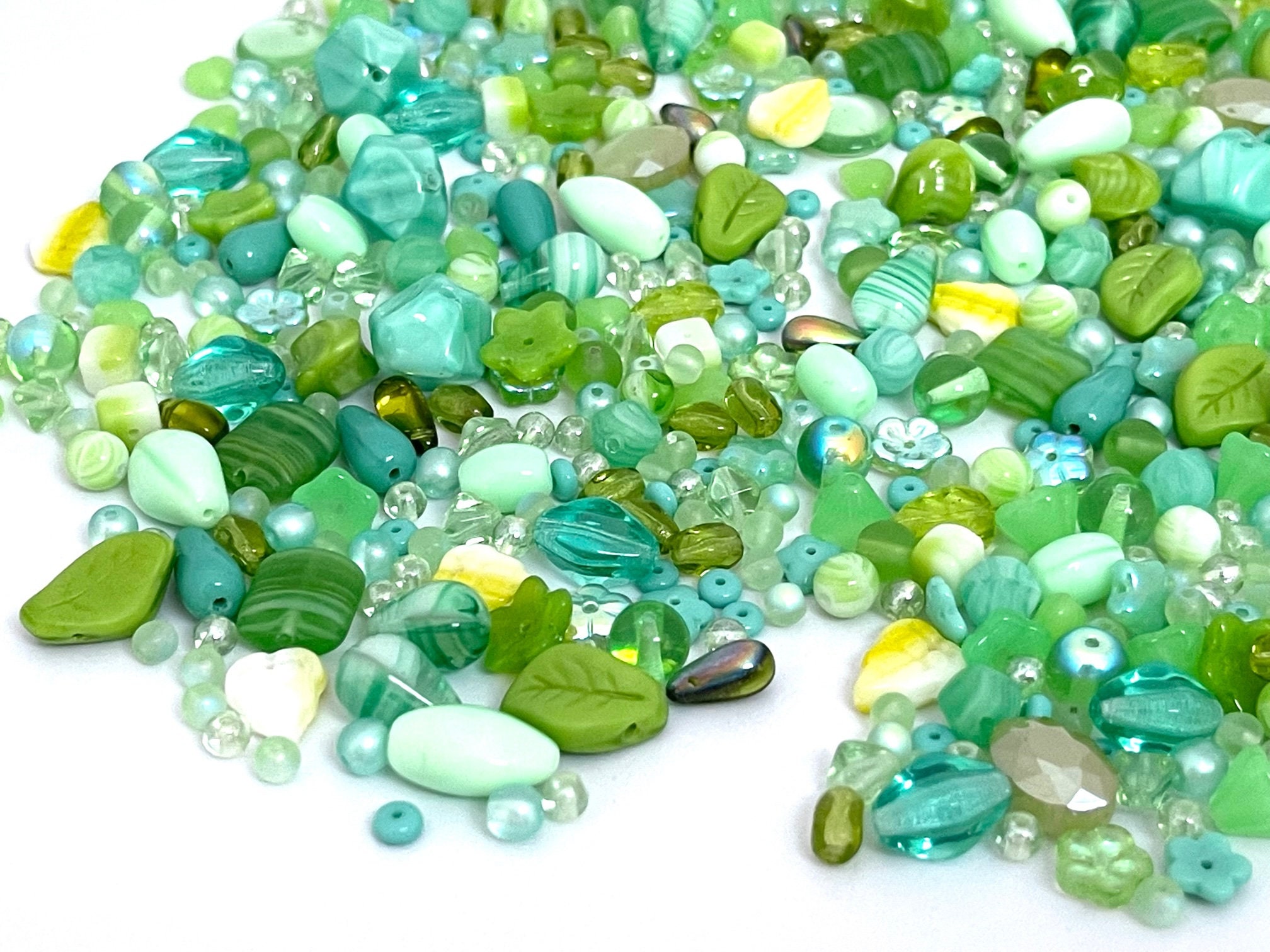 Bulk Lot Vintage Bead Mix Czech Bead Soup Green Glass Beads | Etsy