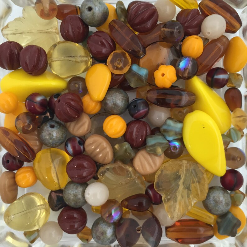100g Bead Soup, Czech Bead Mix, Vintage Bead, Pressed Glass Bead, Bead ...