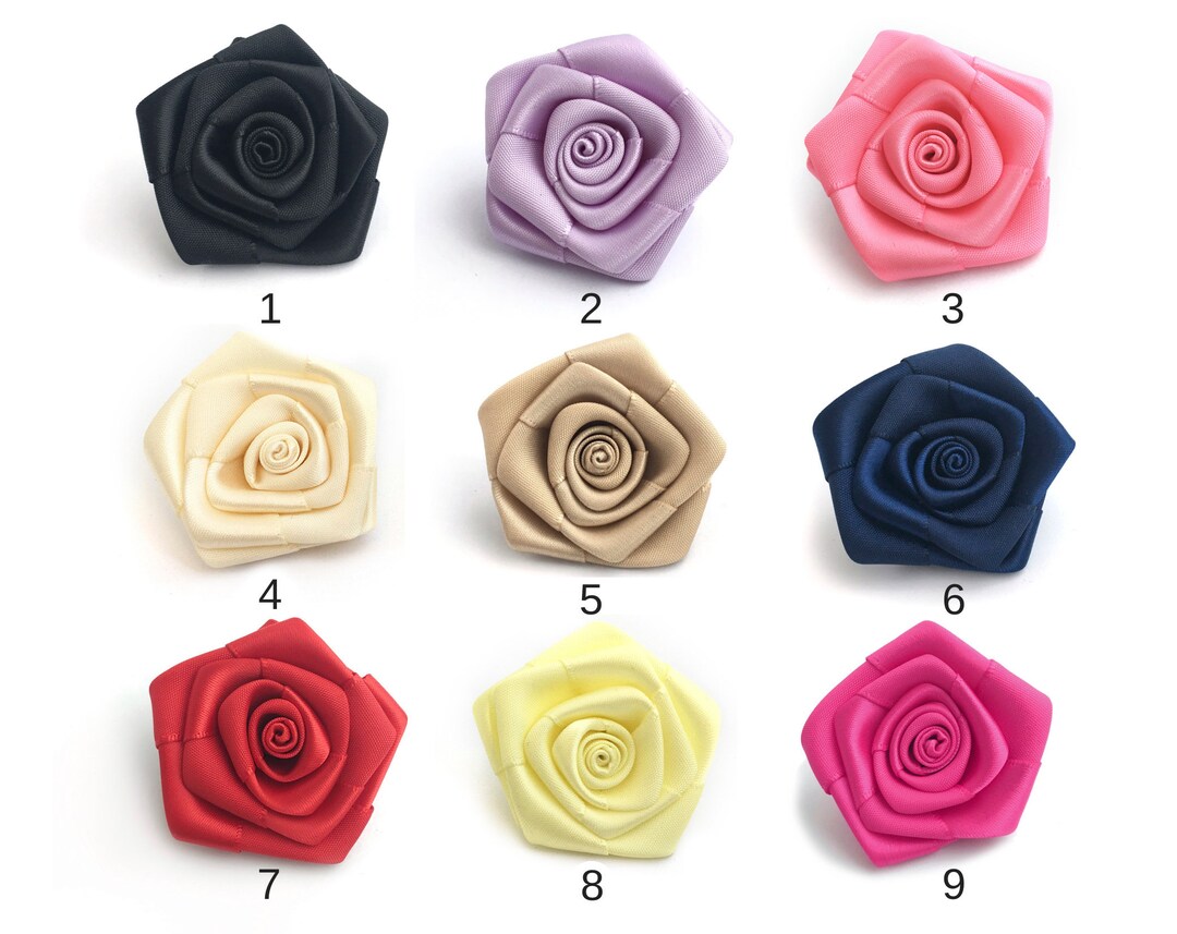 50mm Satin Ribbon Flower, Satin Rosettes, Bridal Wedding Embellishment ...