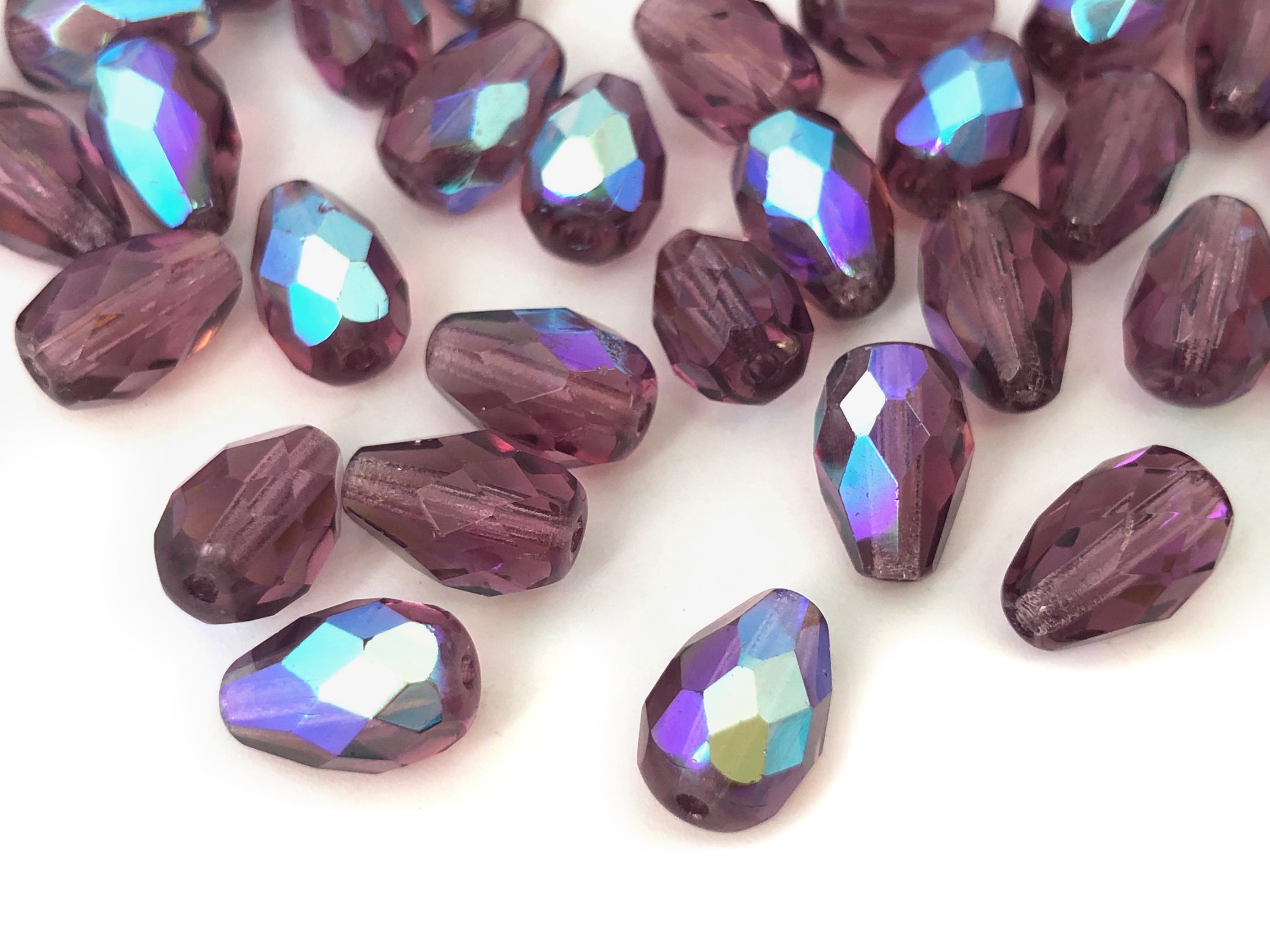 15 Purple AB Faceted Teardrop Bead Purple Teardrop 7x10 | Etsy