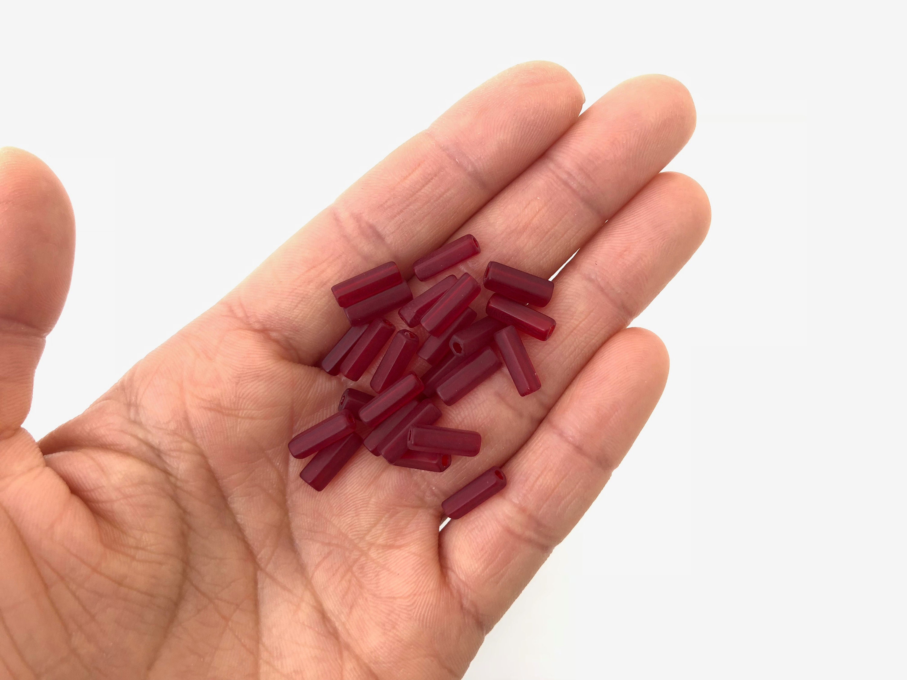 Matte Red Glass Tube Bead Czech Bead Frost Bead Long Bead - Etsy