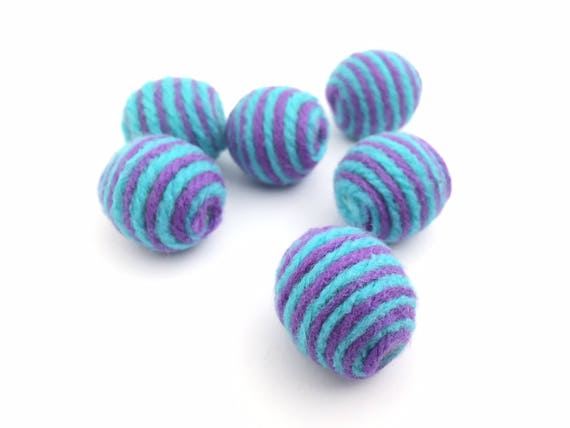 22mm Purple Blue Yarn Bead Wrapped Bead Wool Bead Thread Bead - Etsy