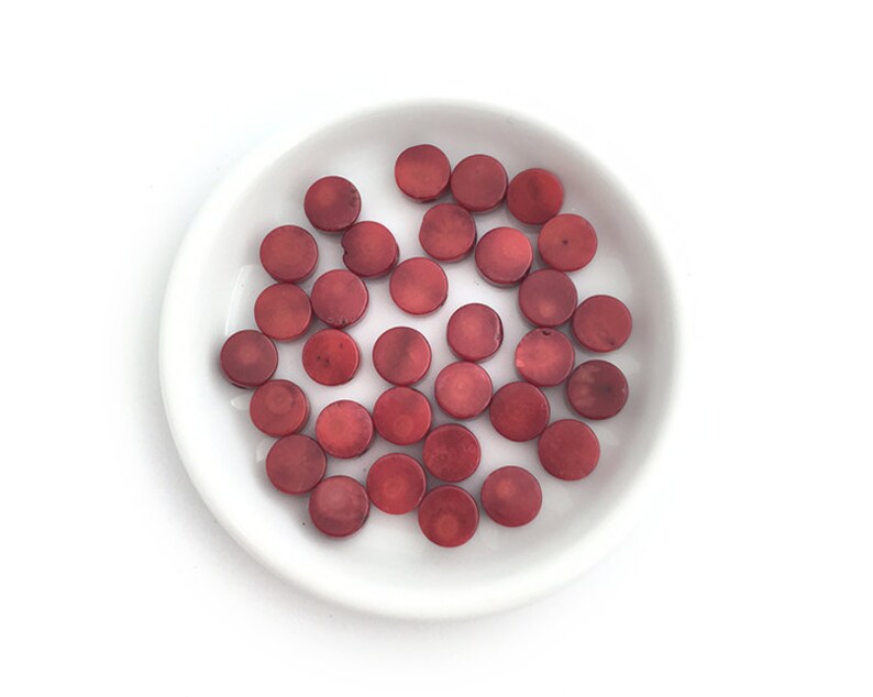 6mm Coral Red Jade Stone Coin Bead Loose Gemstone Spacer - Etsy