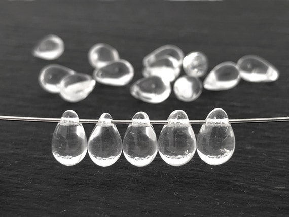 30 Clear Teardrop Bead 6x9 Glass Teardrop Bead Teardrop | Etsy