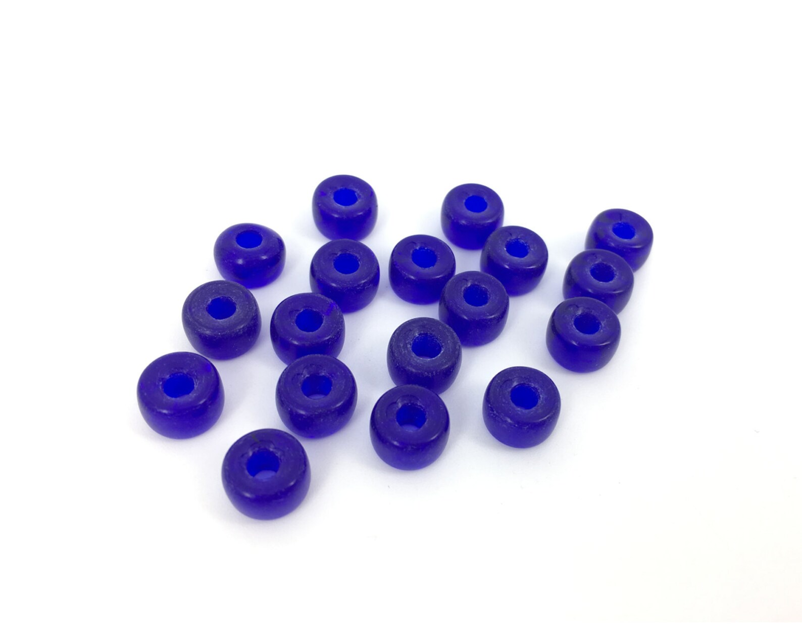 20 Large Hole Bead Cobalt Blue Macrame Bead Glass Pony Bead - Etsy