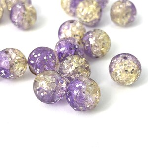 8mm Cracked Bead Two Tone Bead Purple Yellow Glitter Bead - Etsy