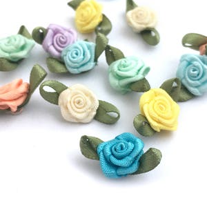 Sew on Ribbon Flowers, Mini Bows, Ribbon Roses, Satin Roses, Fabric ...