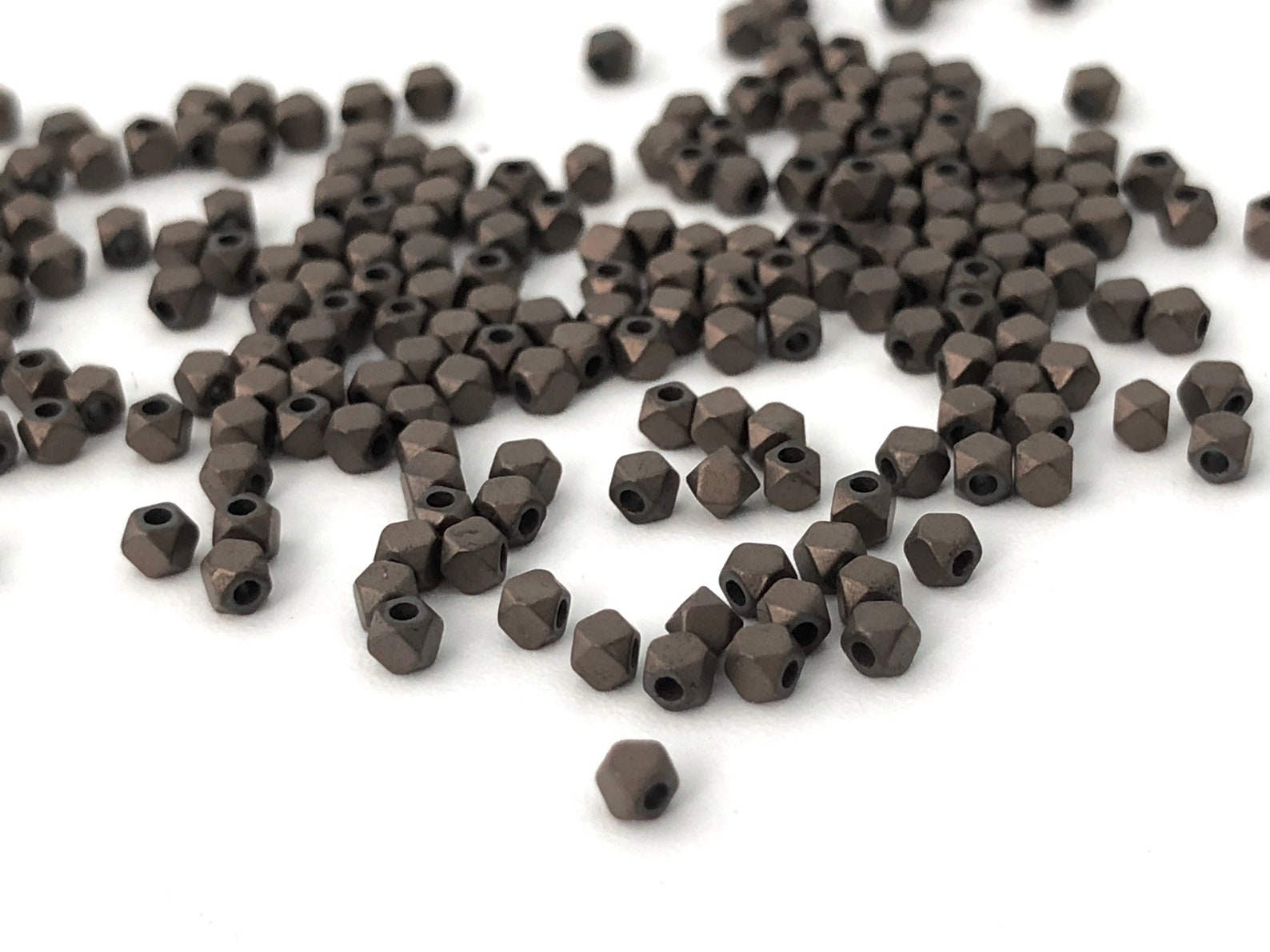 2mm Faceted Cube Bead, Matte Bead, Spacer Bead, Square Bead, Hematite ...