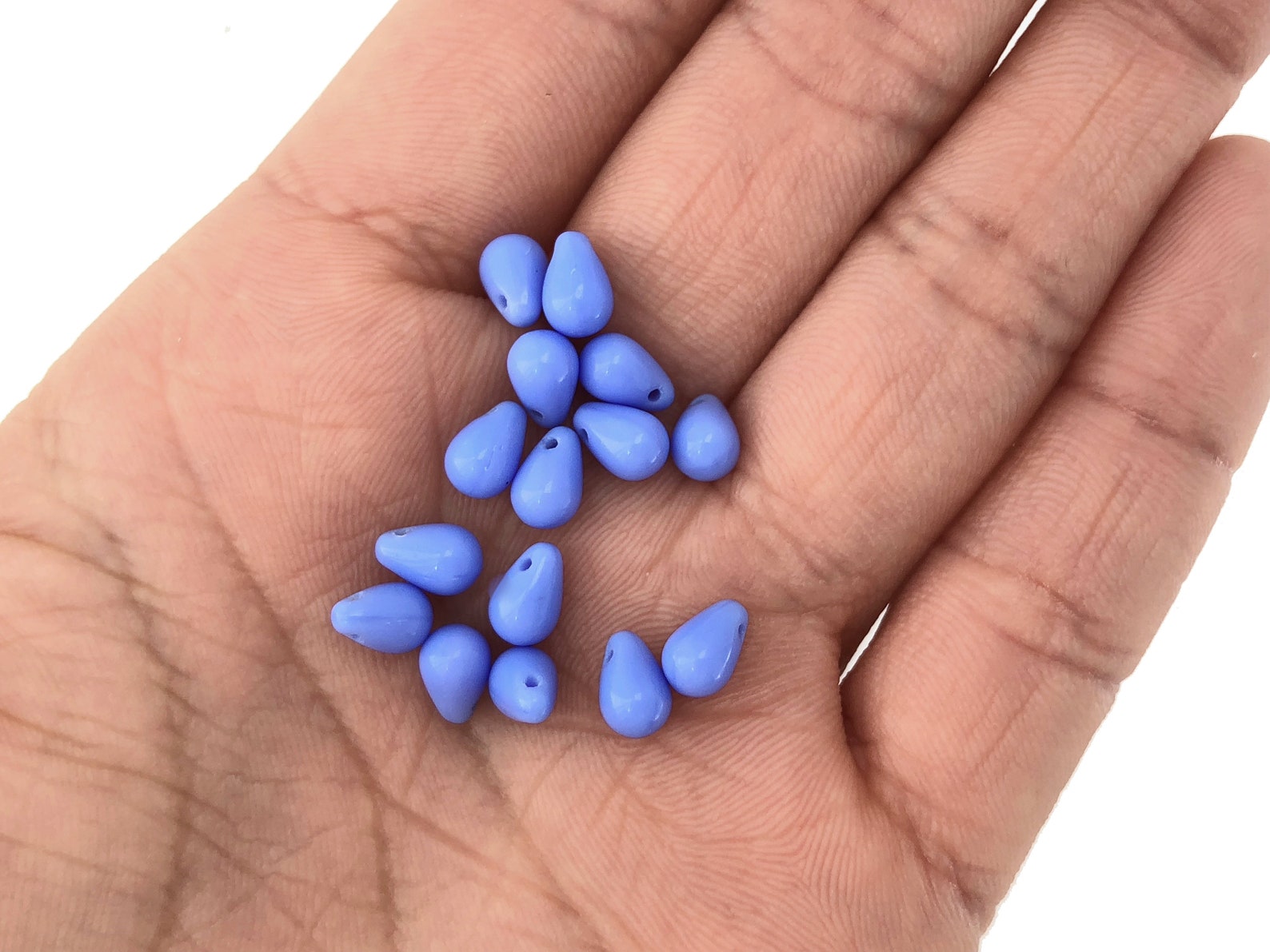 100 Blue Teardrop Blue Drop Tiny Teardrop Charm Bead Czech - Etsy