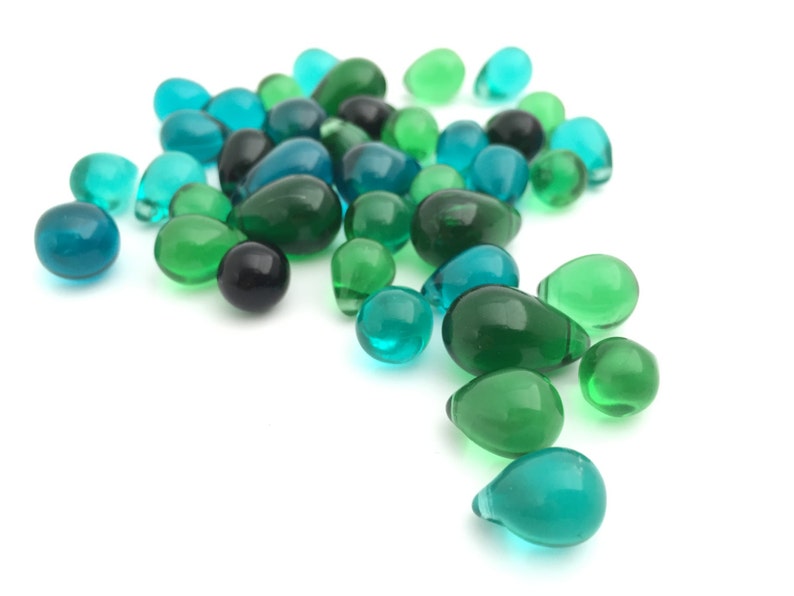 Green Teardrop Bead Mix Assorted Bead Mixed Lot Czech Bead - Etsy