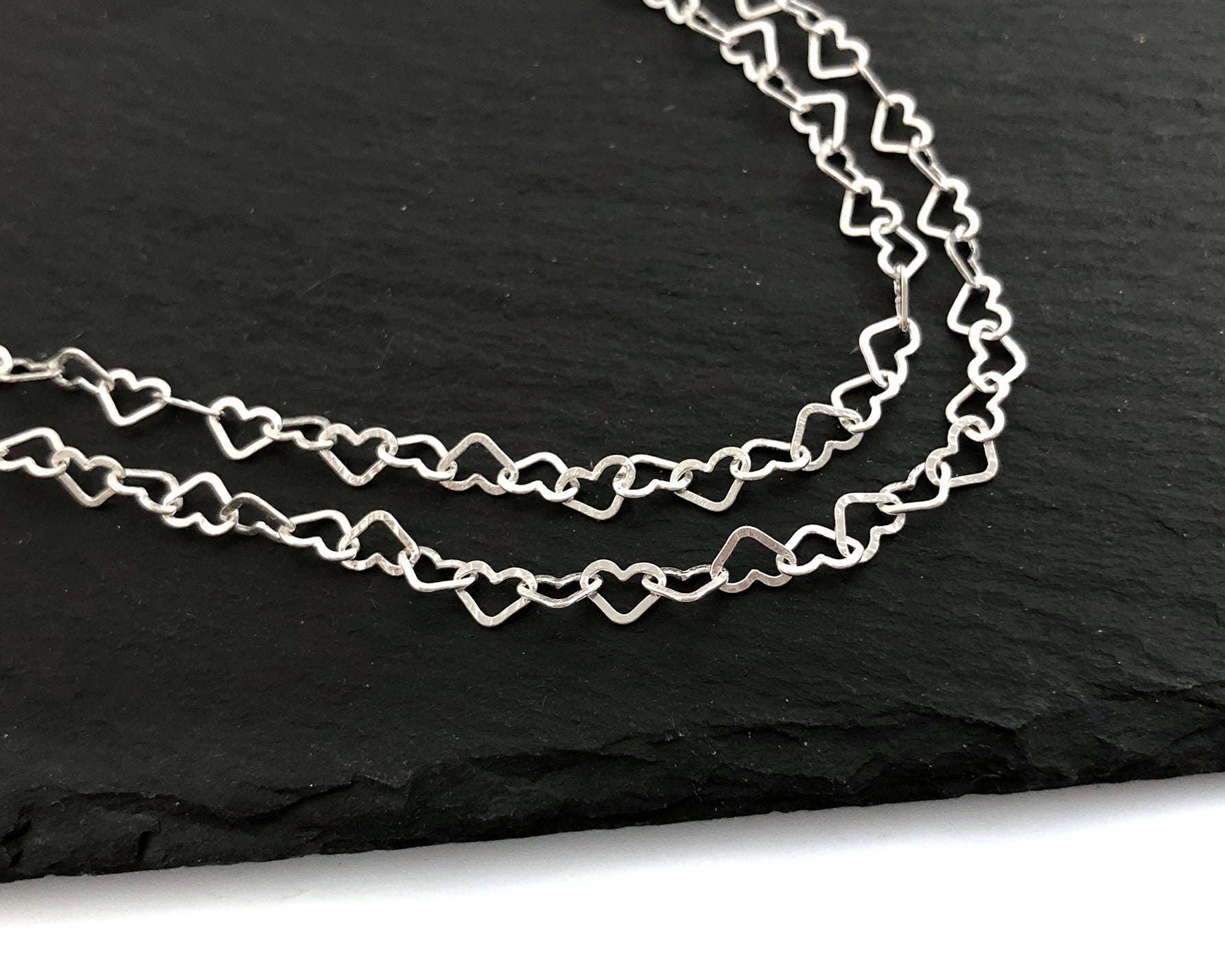 925 Silver Chain Silver Heart Chain Sterling Silver - Etsy