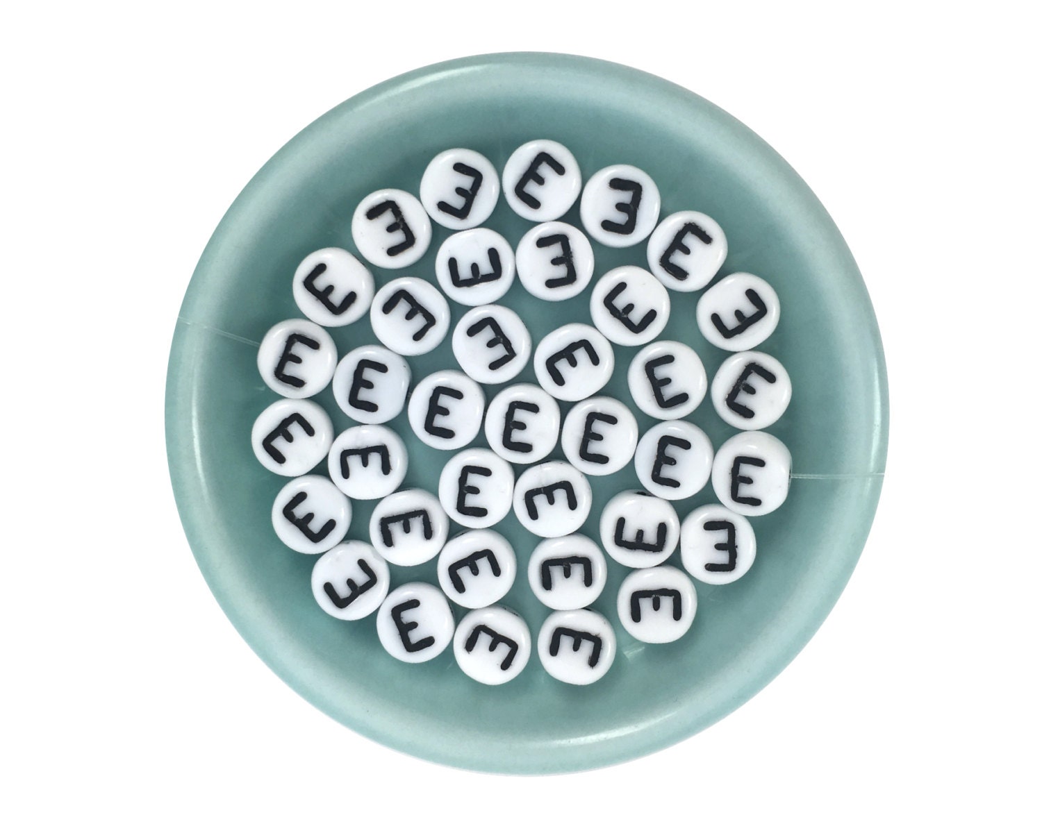 20 Alphabet Bead Letter E White Czech Glass Bead - Etsy