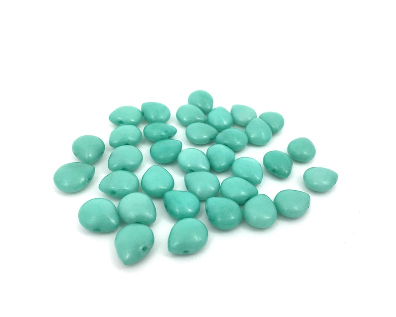 10 Small Teardrop Beads Turquoise Green, 9x10 Gemstone Beads, Jade ...