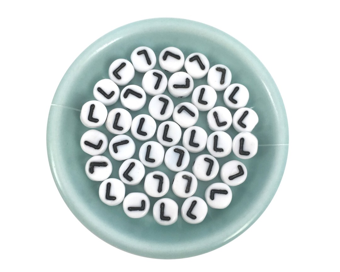 20 Alphabet Bead L, White Letter Bead, Czech Glass Bead, Craft Bead ...